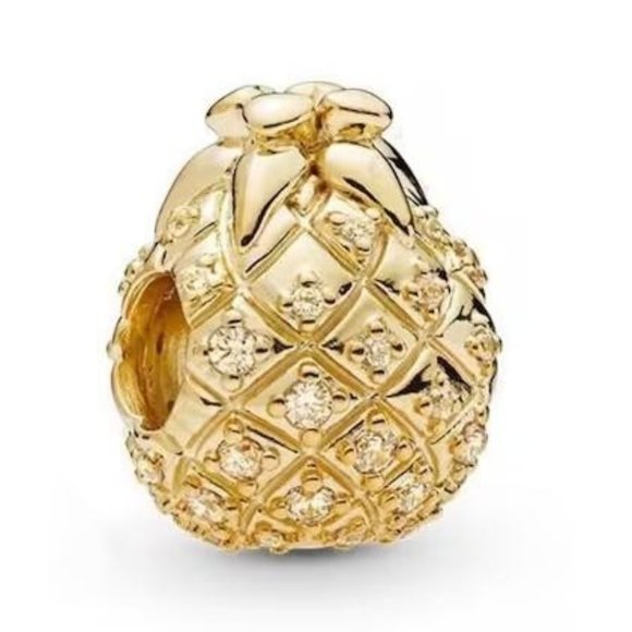 Pandora | Jewelry | Authentic Pandora Pineapple Yellow Gold Charm New ...